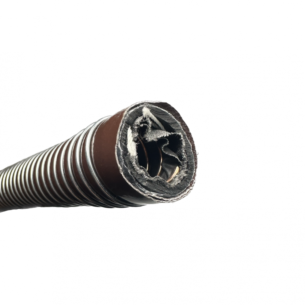 BROWN OIL LINE HOSE WITH WIRE WRAP M 12 I.D X 21 O.D